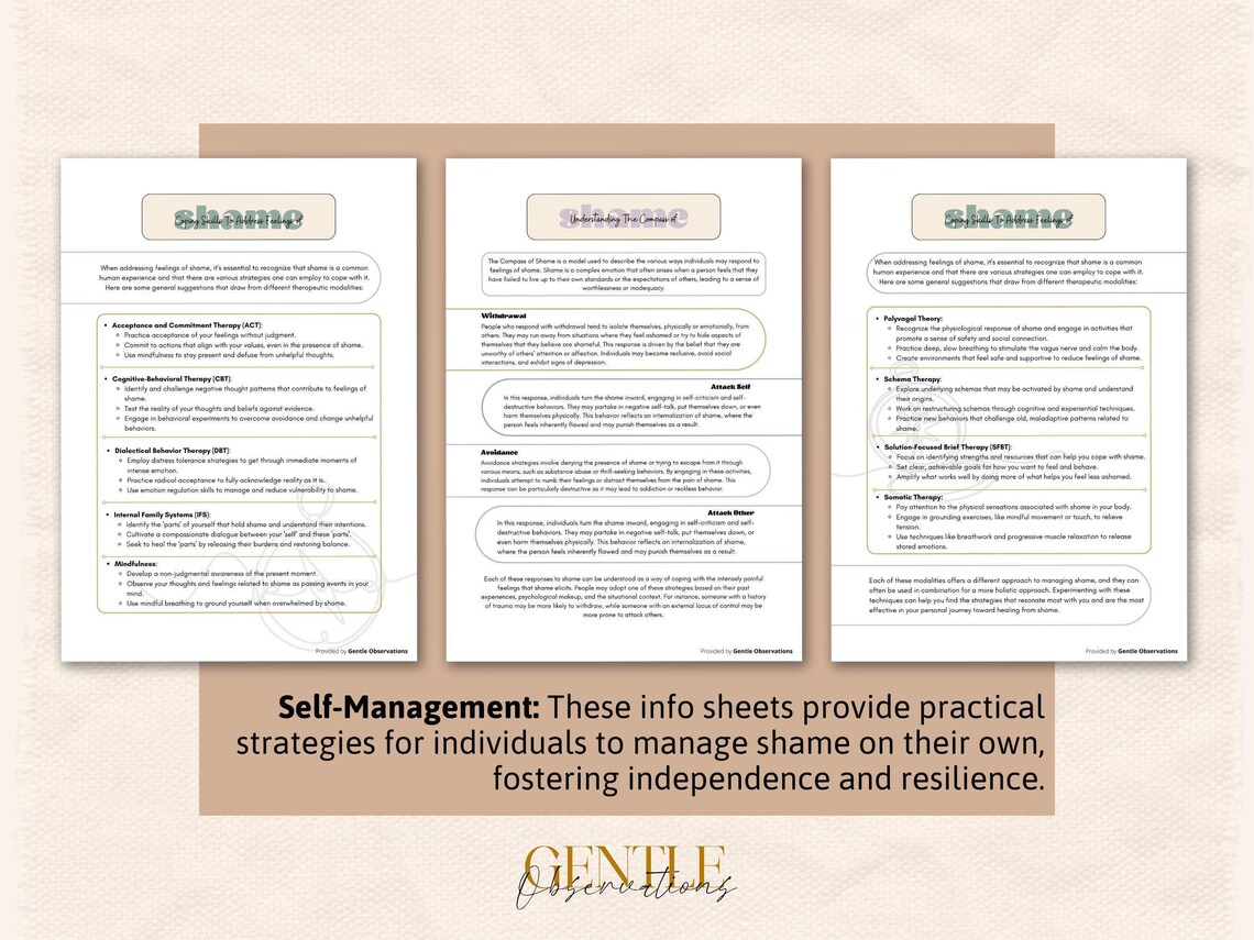 The Compass of Shame Psychoeducational Worksheets Plus 28 Coping Skill ...