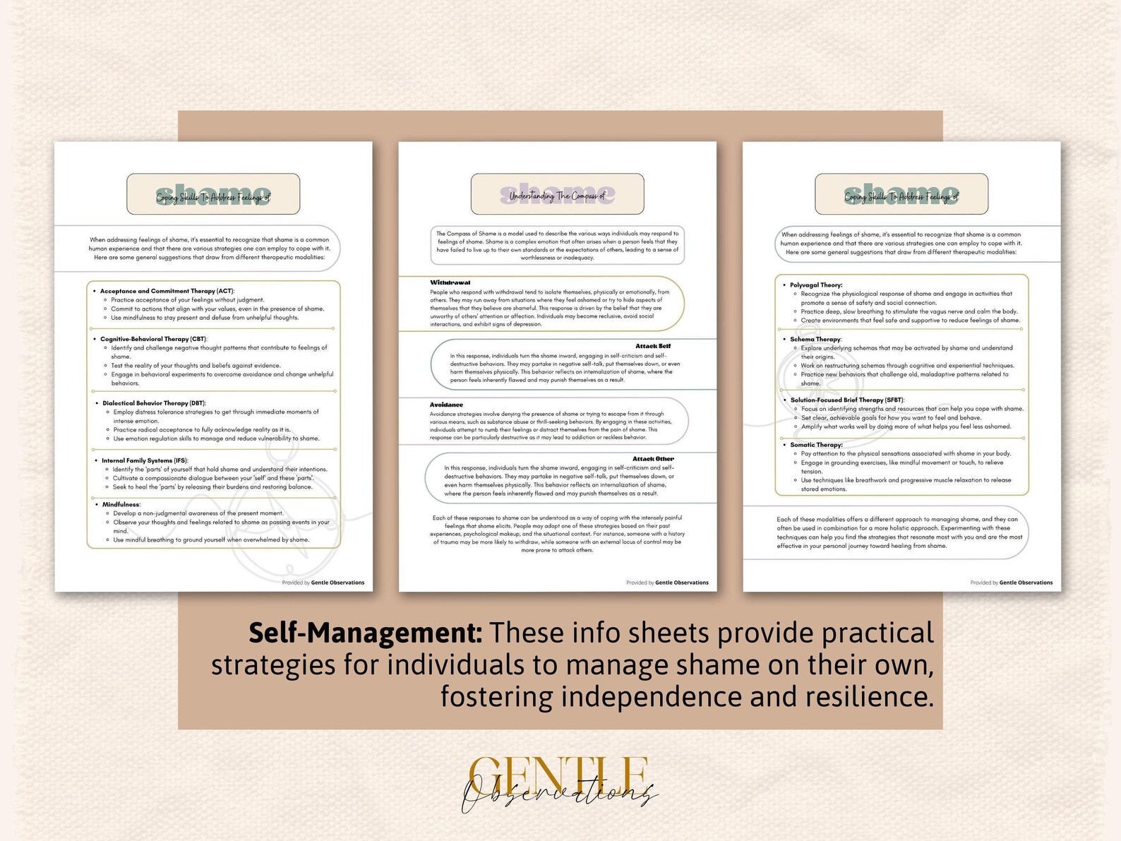 The Compass of Shame Psychoeducational Worksheets Plus 28 Coping Skill ...