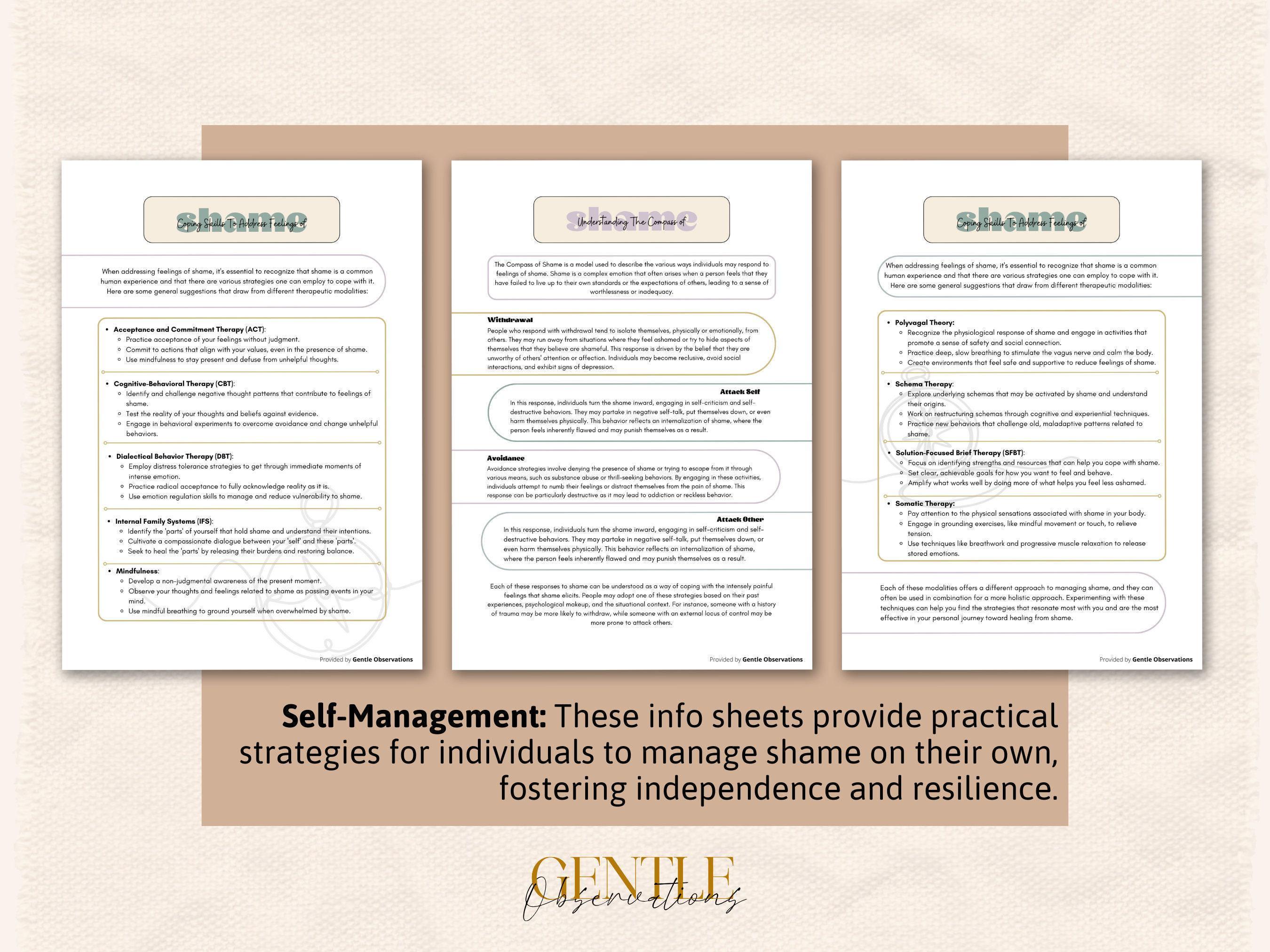 The Compass of Shame Psychoeducational Worksheets Plus 28 Coping Skill ...