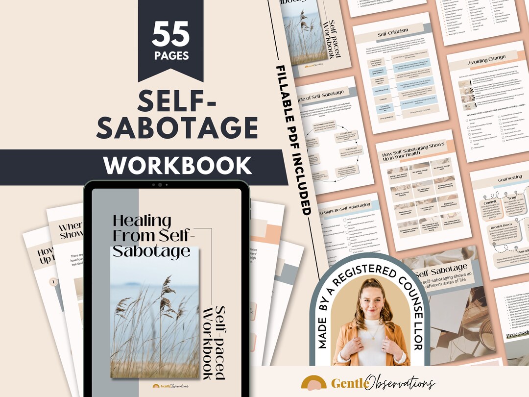 Self Sabotage Workbook, Inner Critic Worksheets for Adults,self-love ...