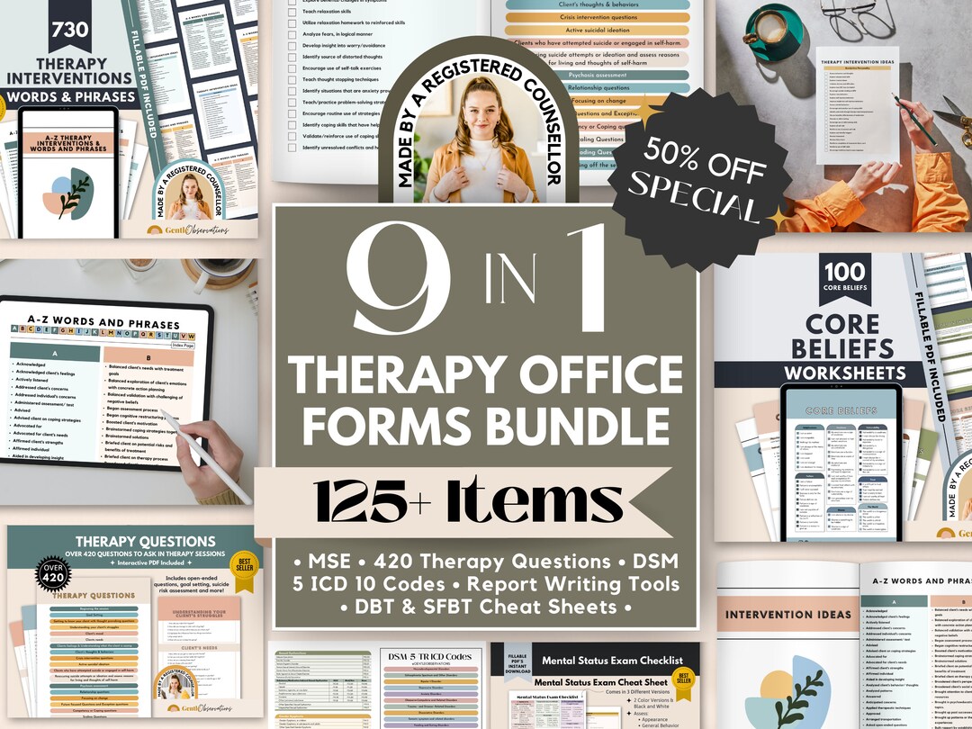 Therapy Office Forms Bundle (50% OFF), Therapy Interventions, Mental ...