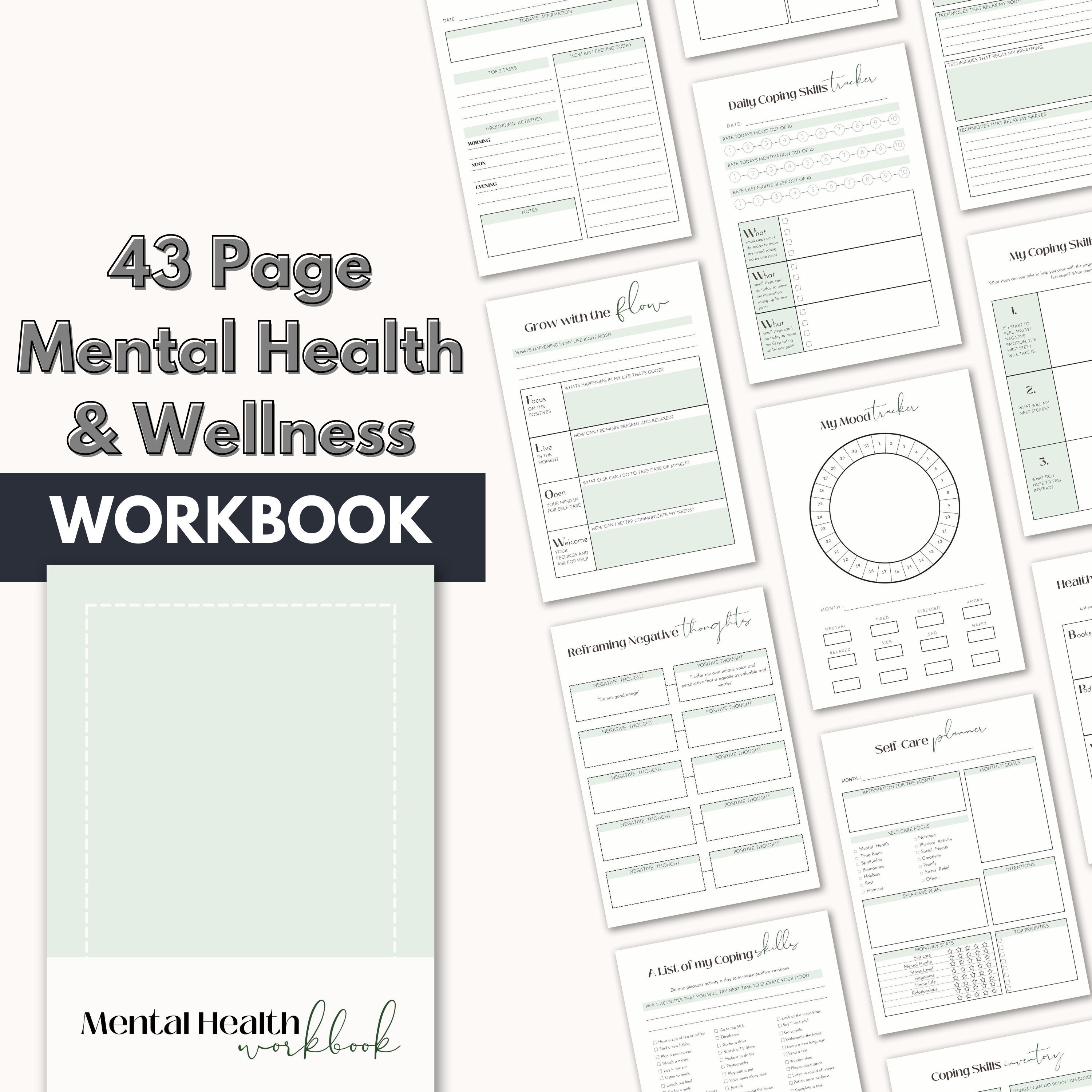 Printable Mental Health Planner, Self-esteem Workbook, Wellness Journal ...
