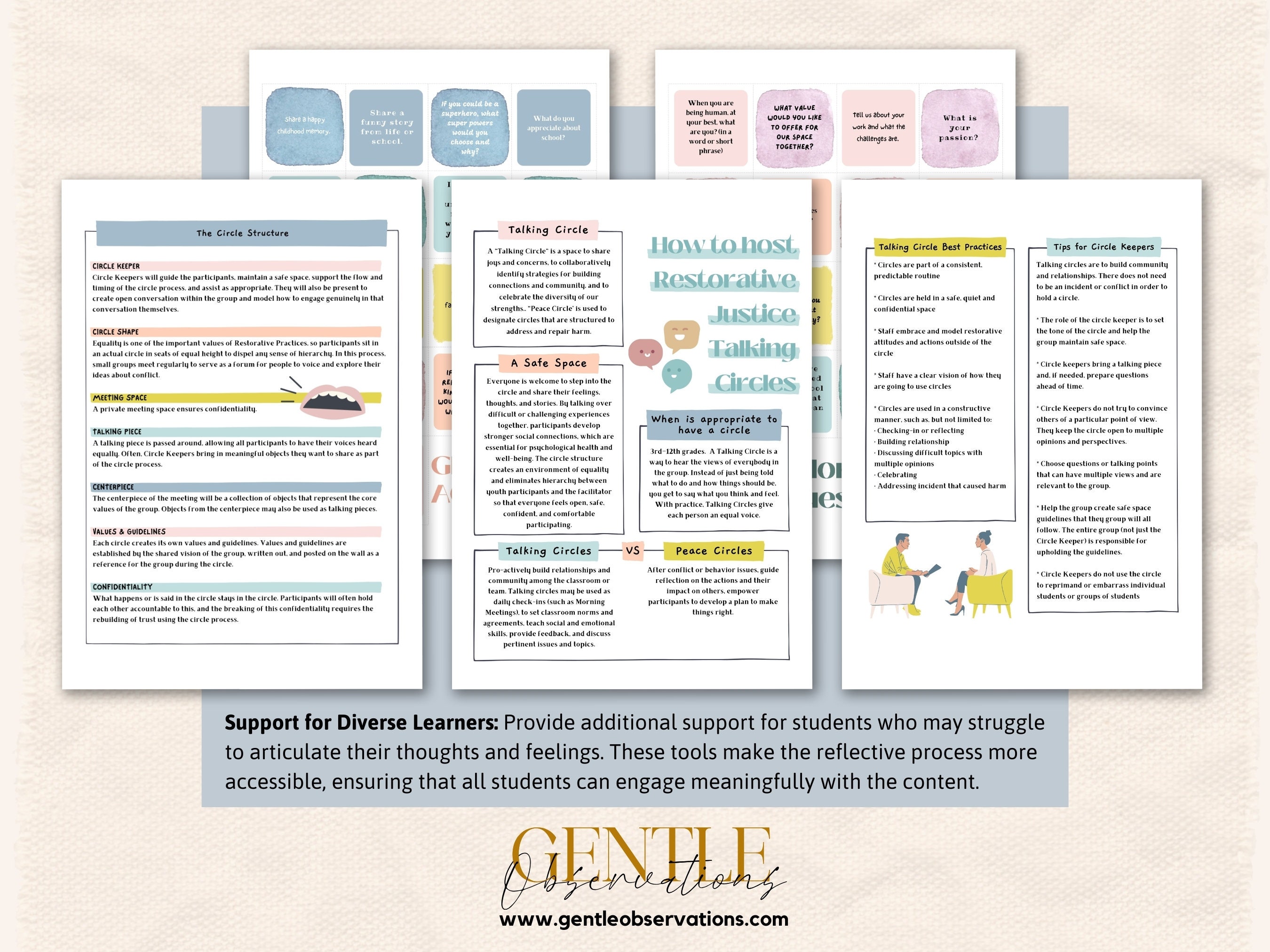 Restorative Circle Questions & Prompts for School Counselors, Conflict ...