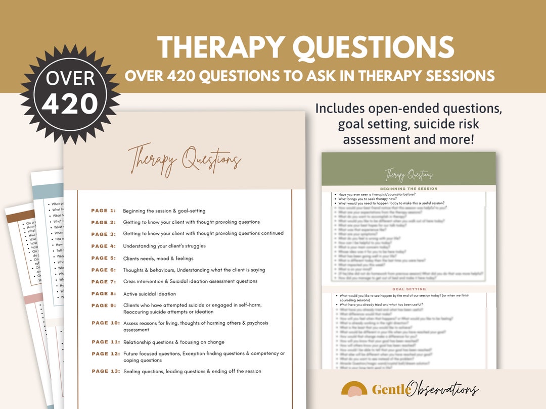 Therapy Questions Counseling Session Questions Open-ended - Etsy