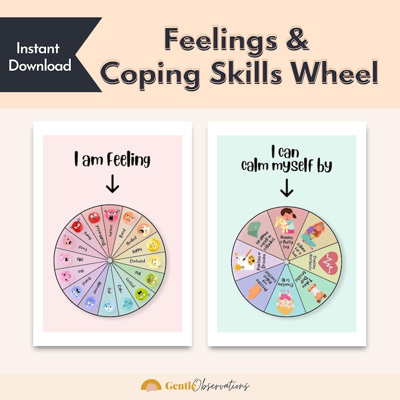 Feelings Wheel Coping Skills for Calming Corners and Therapy - Etsy ...