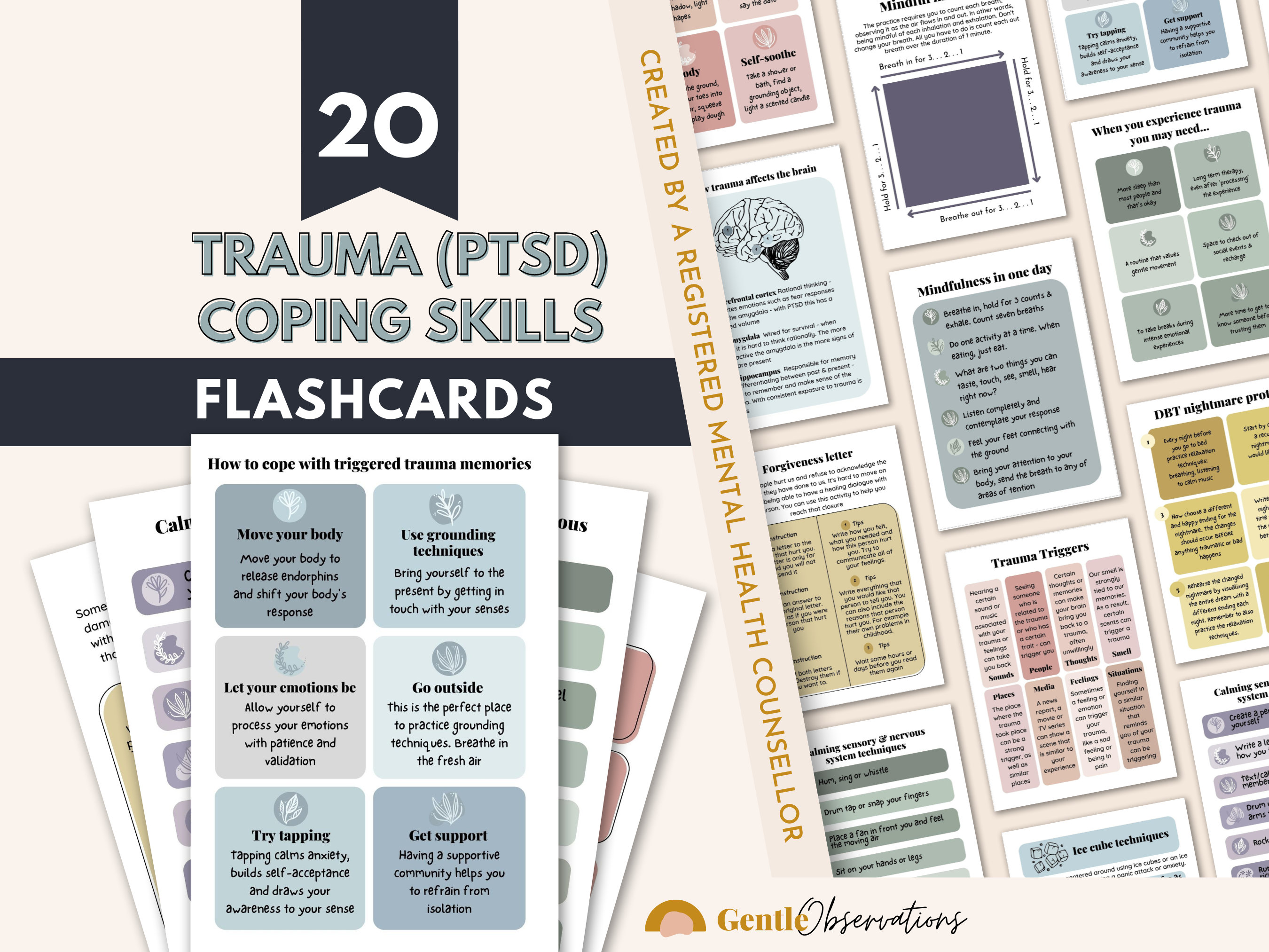 PTSD Trauma Coping Skills Cards DBT Skills Emotional - Etsy