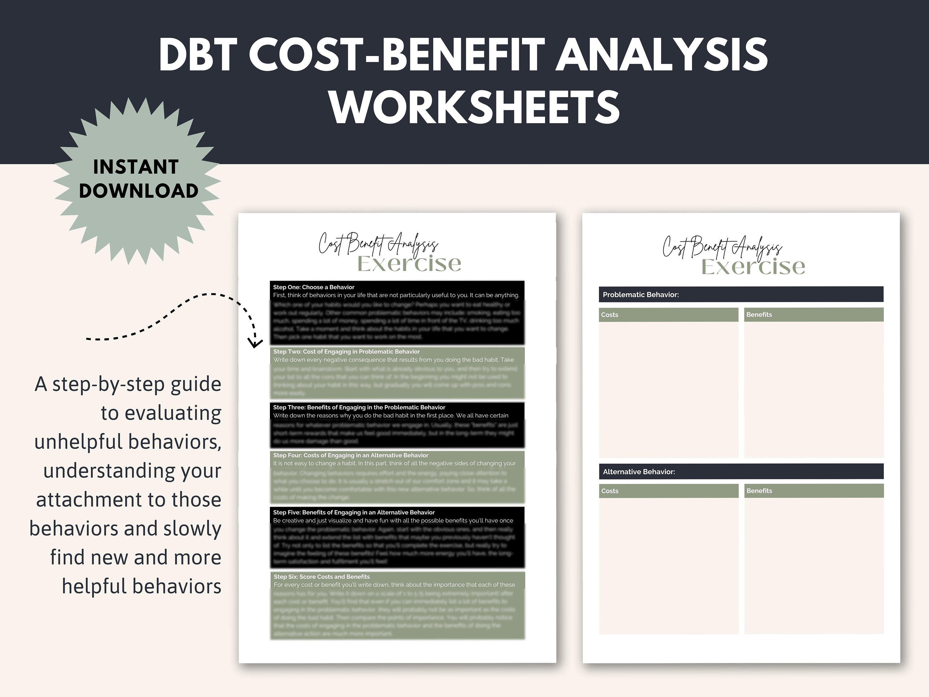 Benefits Worksheet DBT Cost Benefit Analysis, DBT Pros And Cons Skill