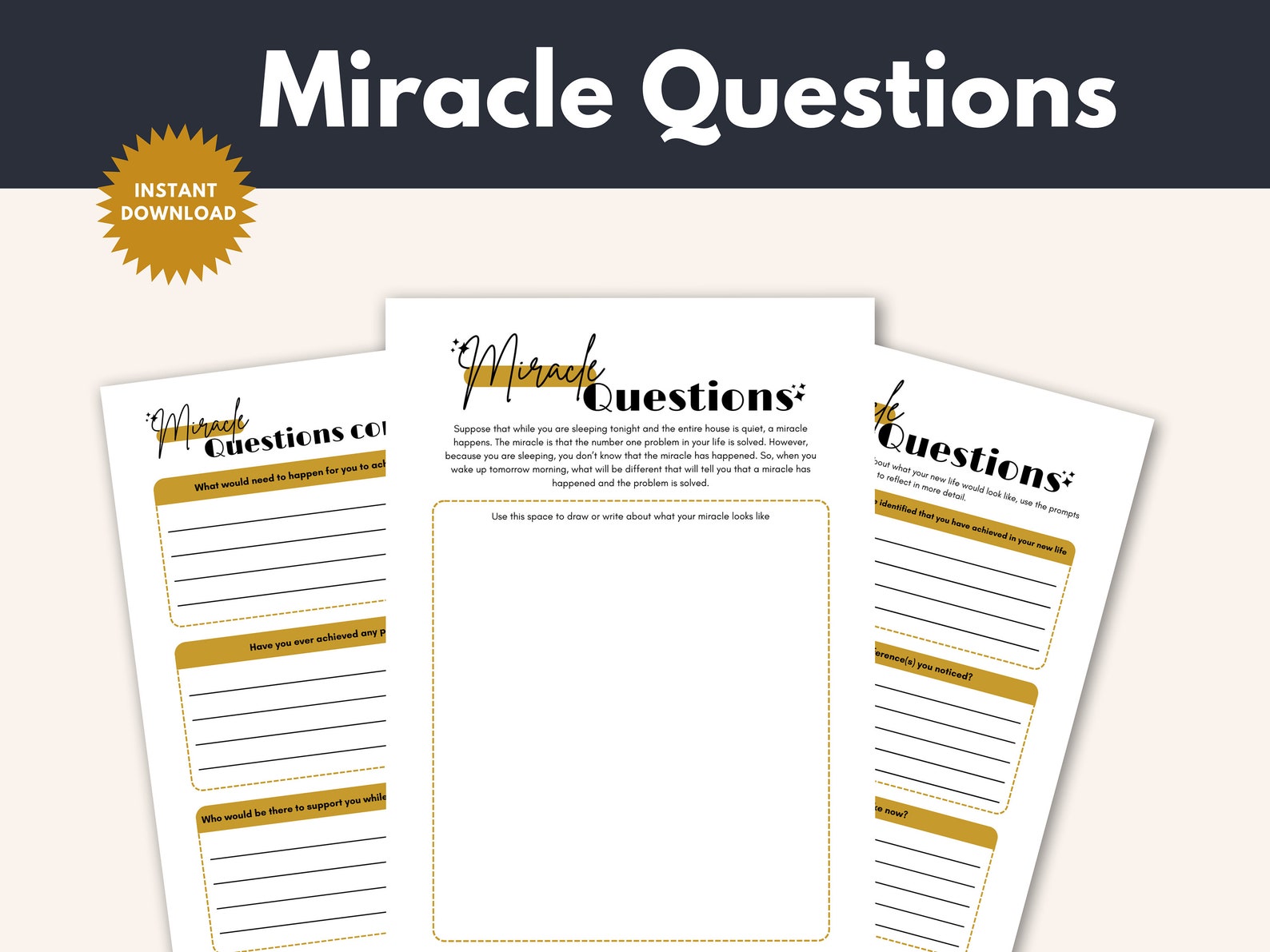 Solution Focused Therapy Fillable Worksheets SFBT Coping - Etsy