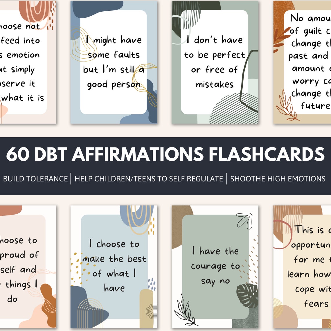DBT Skills Affirmations Flashcards Psychology Coping Skills - Etsy