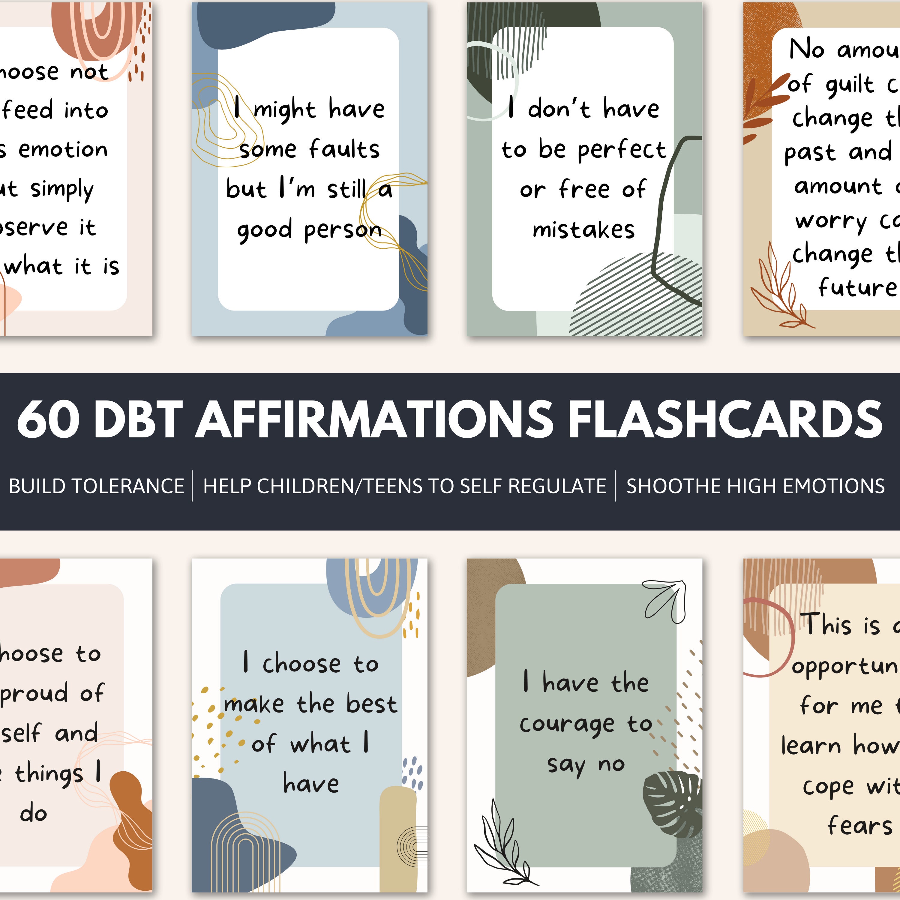 DBT Skills Affirmations Flashcards Psychology Coping Skills - Etsy