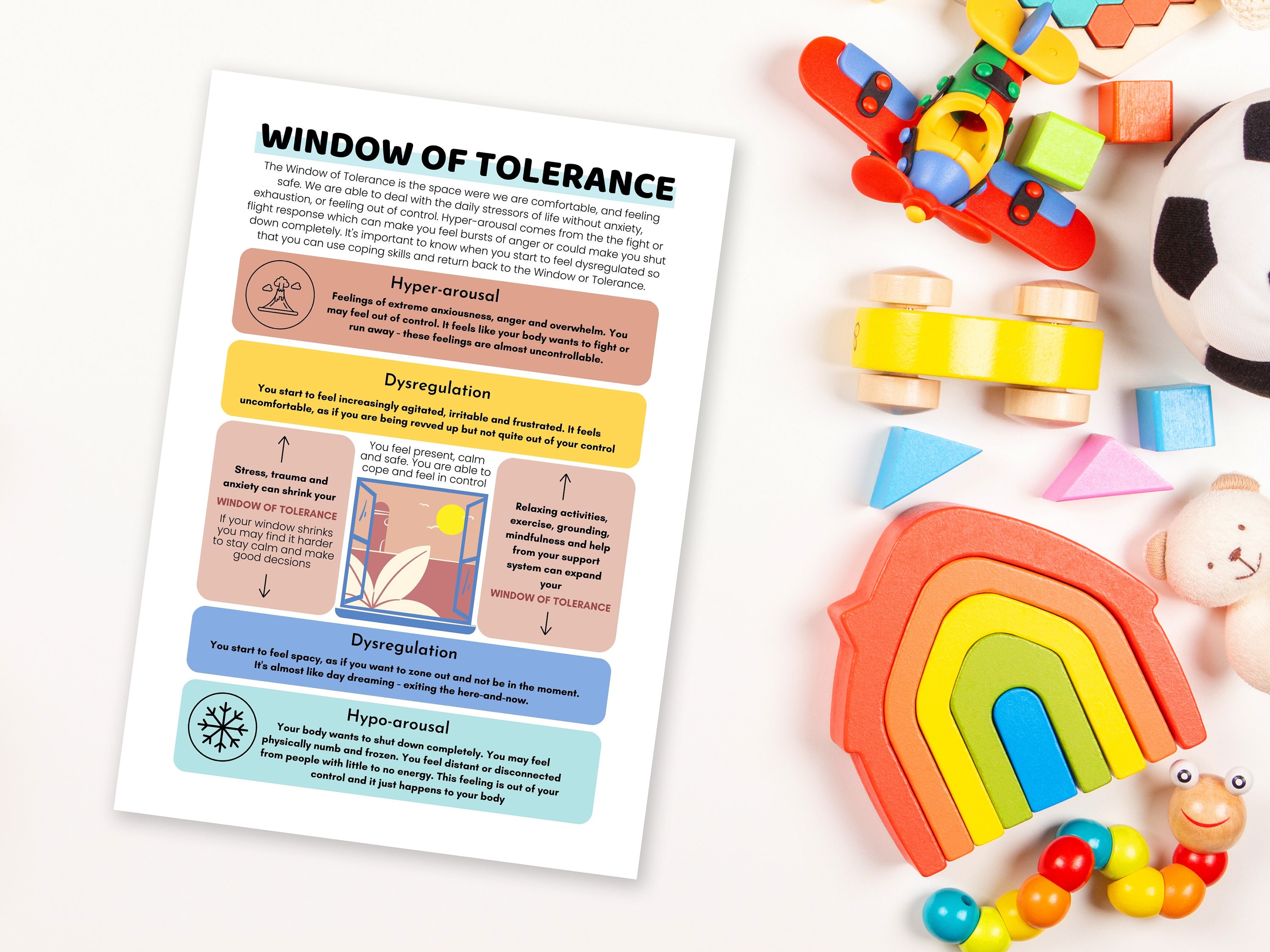 Window of Tolerance Worksheets and Emotional Regulation Coping Skill ...