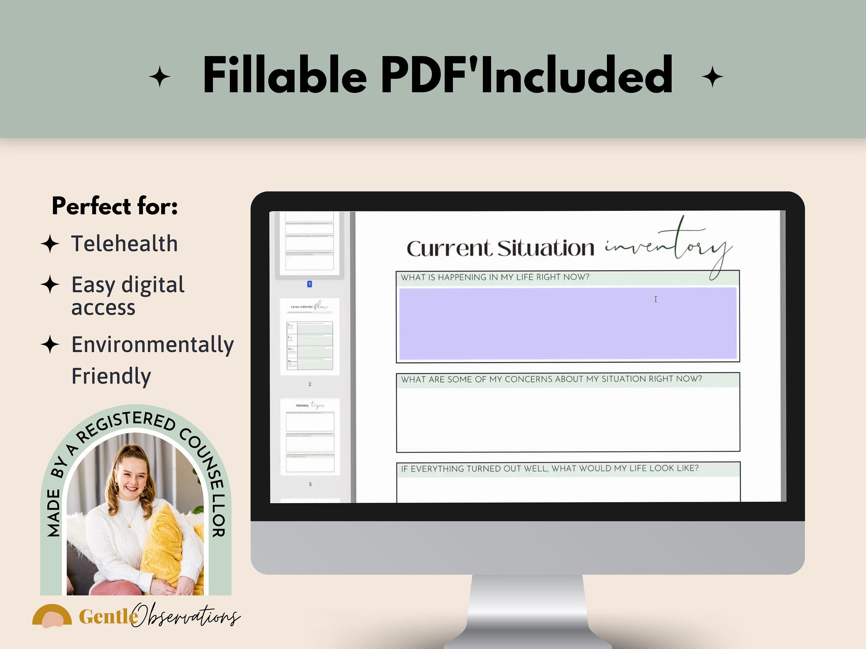 Fillable CBT Worksheets, Therapy Worksheets, Anxiety Relief, Therapy ...