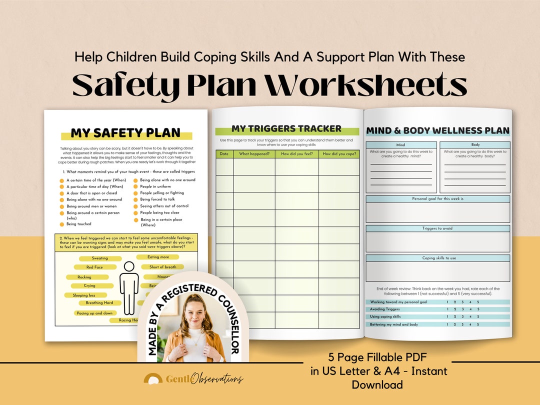 Crisis and Safety Plan for Kids, Trauma Therapy, PTSD, Coping Skills ...