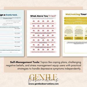 Depression Workbook, the Depression Spiral Worksheets, Self-esteem ...