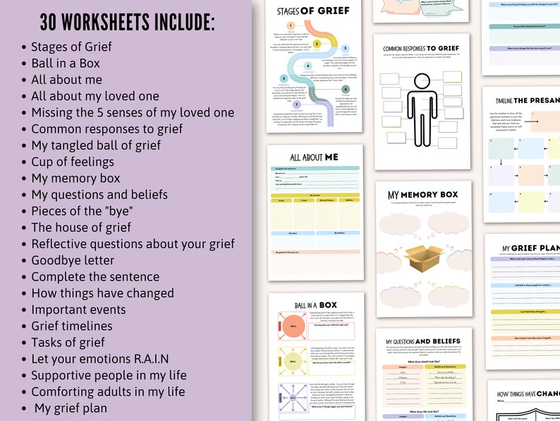Grief Workbook for Kids, Grief and Loss, Grief Journal, Stages of Grief ...