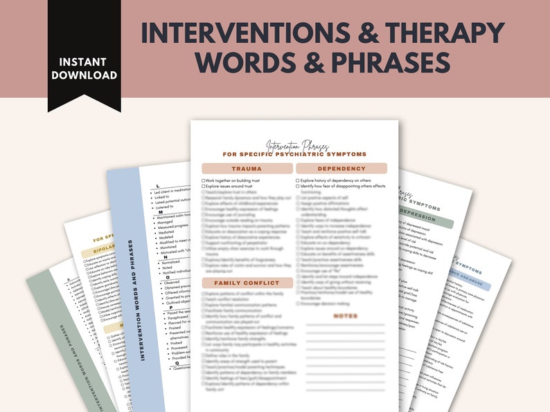 Therapy Interventions Clinical Words & Phrases Therapy - Etsy