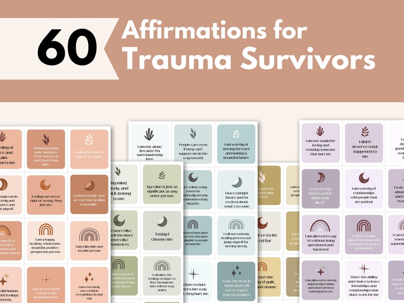 Affirmations for Trauma Survivors Anxiety Coping Statements - Etsy