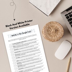 Challenging Negative Thoughts Checklist for Identifying Cognitive Distortions, CBT Worksheet for ...