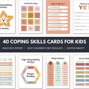 Kids Calm Down Coping Skills Grounding Technique Cards, School ...