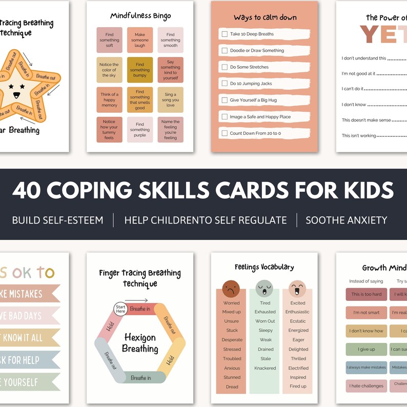 Kids Calm Down Coping Skills Grounding Technique Cards School - Etsy