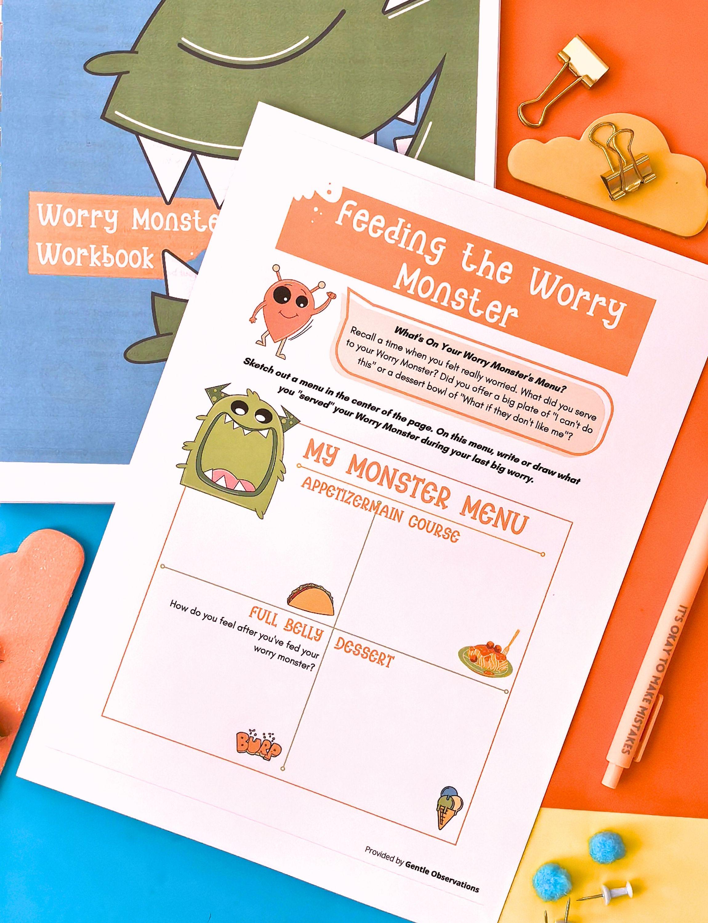 The Worry Monster Anxiety Workbook for Kids, School Counseling Anxiety ...