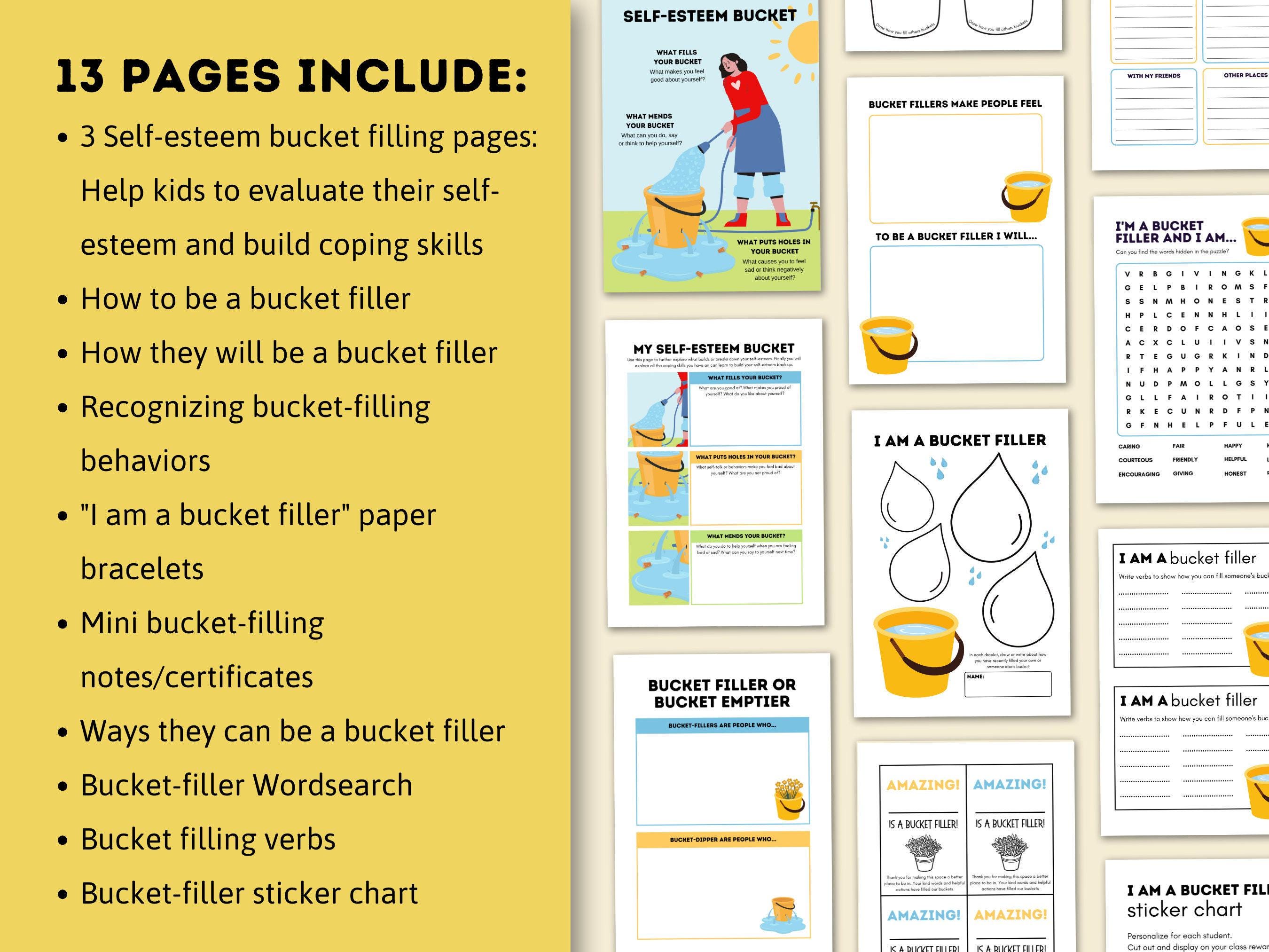 Self-esteem Kids Worksheets, Bucket Filler Classroom Management School ...