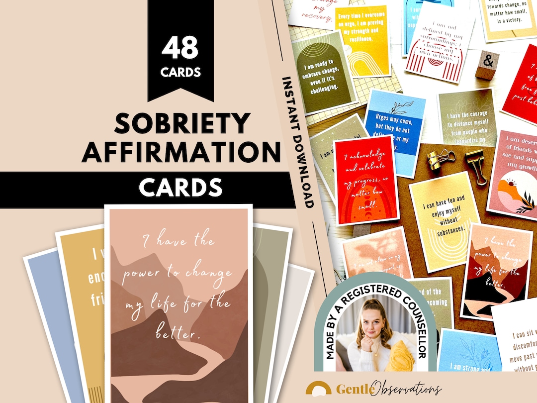 Sobriety Affirmation Cards for Addictions Counseling Therapy, Addiction ...
