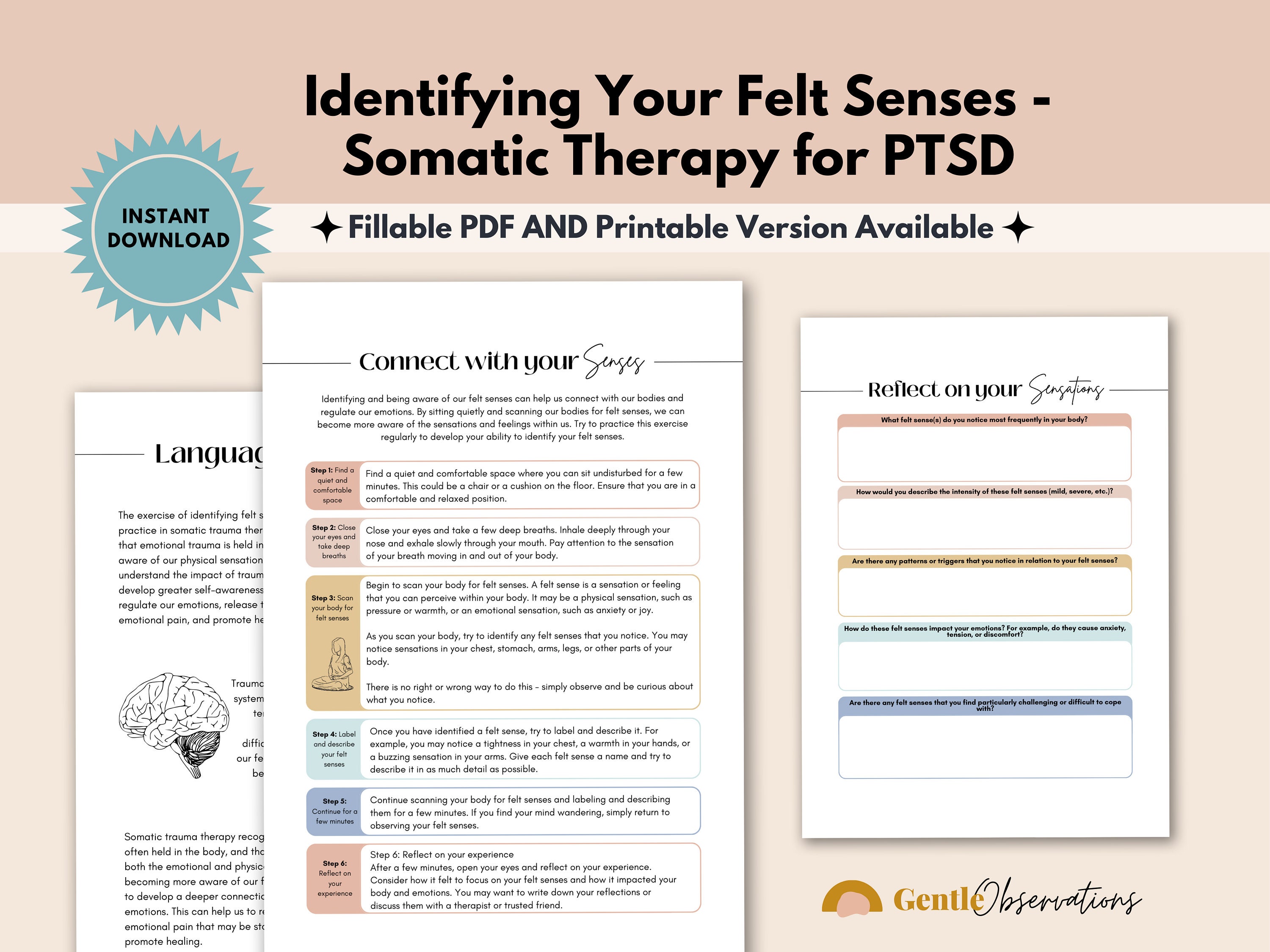 Identifying Your Felt Senses Somatic Exercise for PTSD - Etsy UK