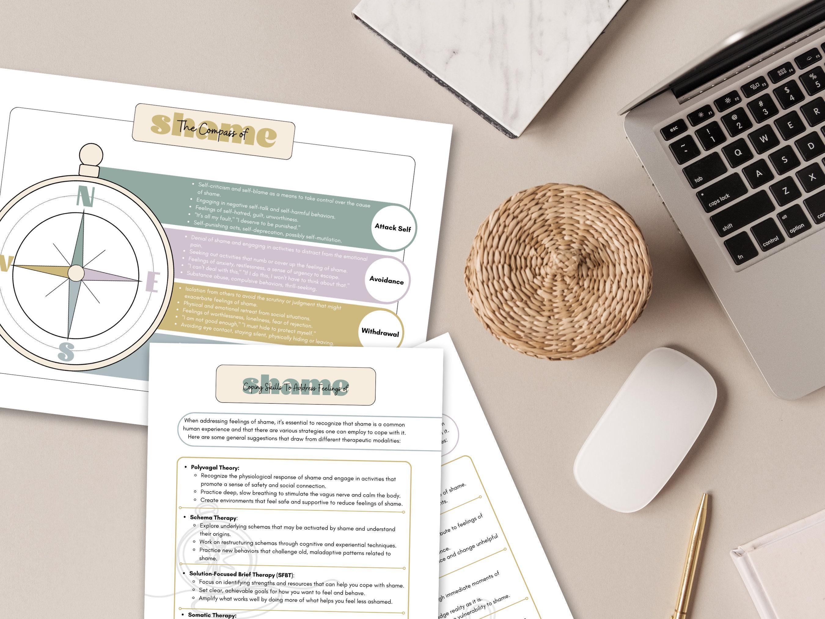 The Compass of Shame Psychoeducational Worksheets Plus 28 Coping Skill ...