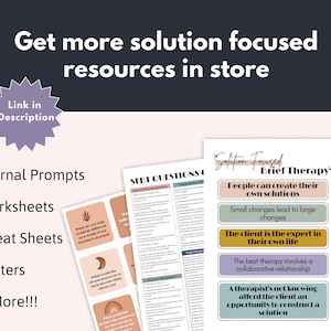 SFBT Worksheets Bundle for Kids, Solution Focused Therapy Worksheets ...