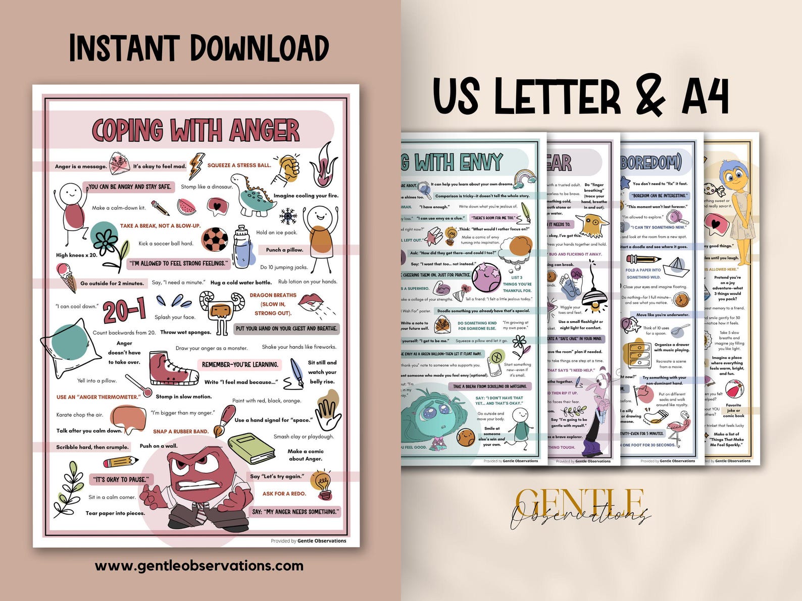 Inside Out 2: One-page Coping Skills for Emotional Regulation ...