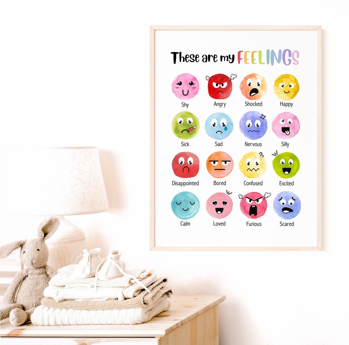 Words for My Feelings Chart, Emotions Poster, School Counselor Art ...