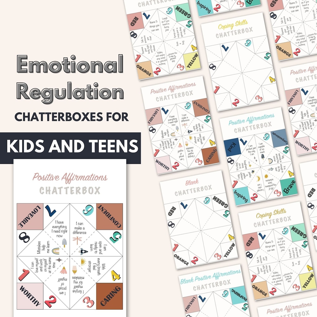 Kids Feelings Chatterbox, Coping Skills, Emotions Fortune Teller ...
