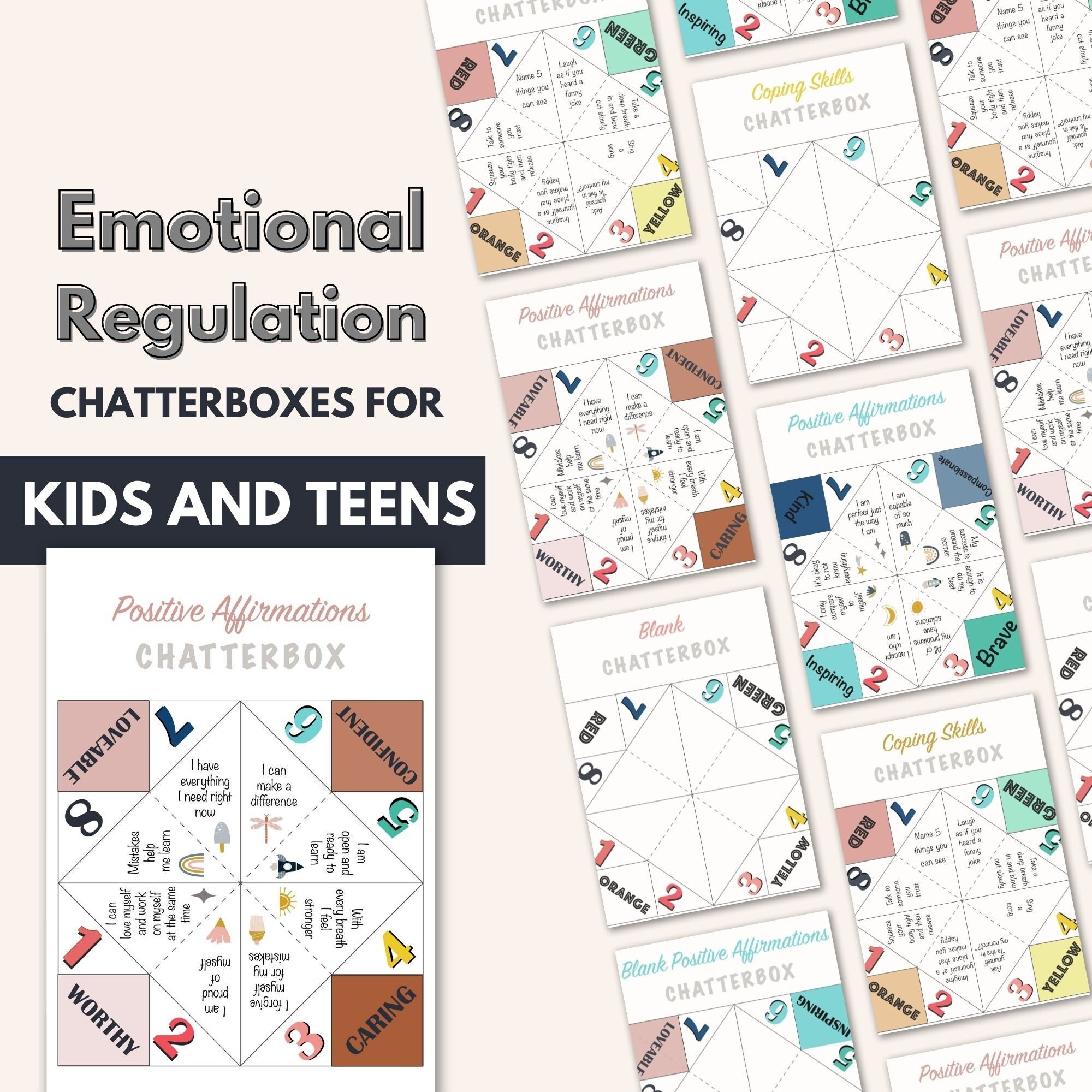 Kids Feelings Chatterbox Coping Skills Emotions Fortune - Etsy