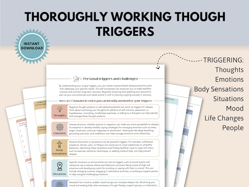 Relapse Prevention Plan Workbook Addiction Recovery Worksheets ...