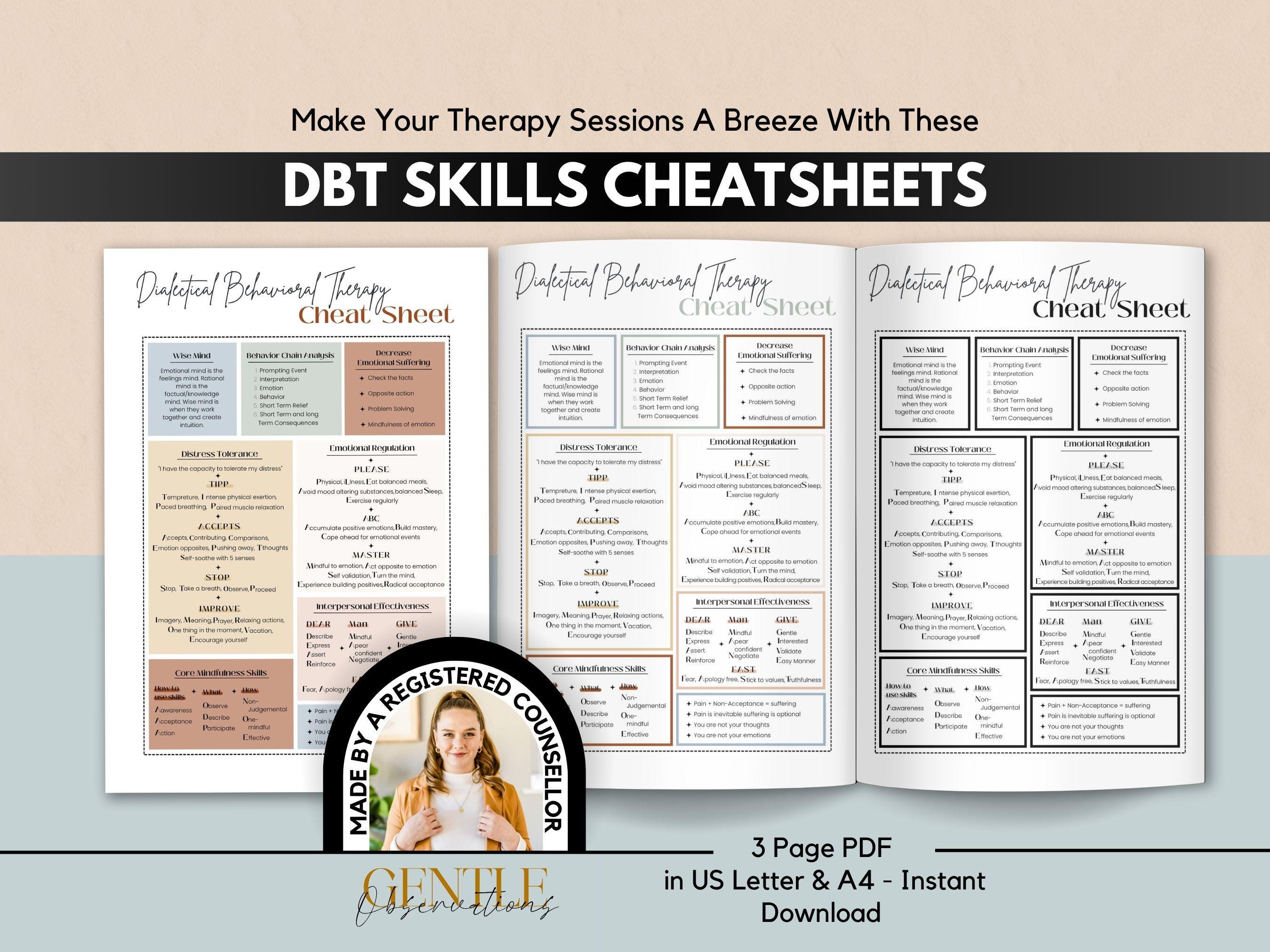 DBT Skills Cheatsheet Psychology Tool Psychologist Private Practice ...