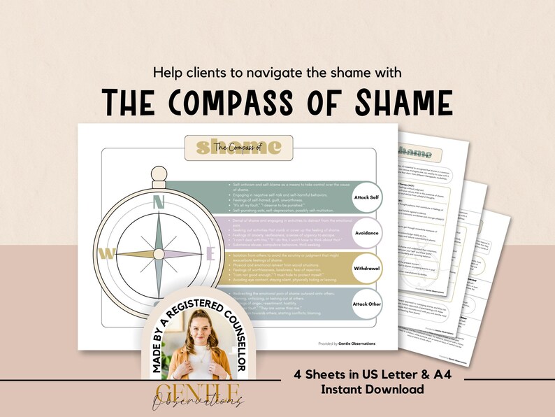 The Compass of Shame Psychoeducational Worksheets Plus 28 Coping Skill ...