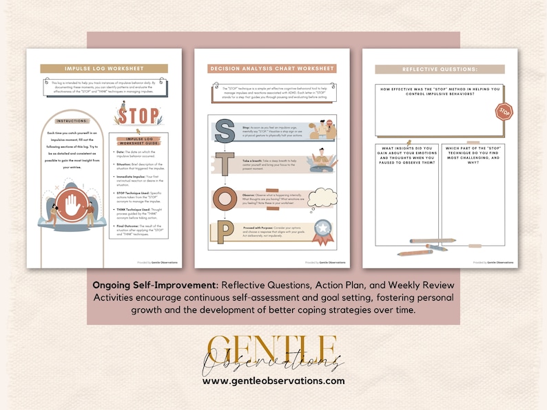 Impulse Control Worksheets for ADHD Teens & Adults: Executive ...