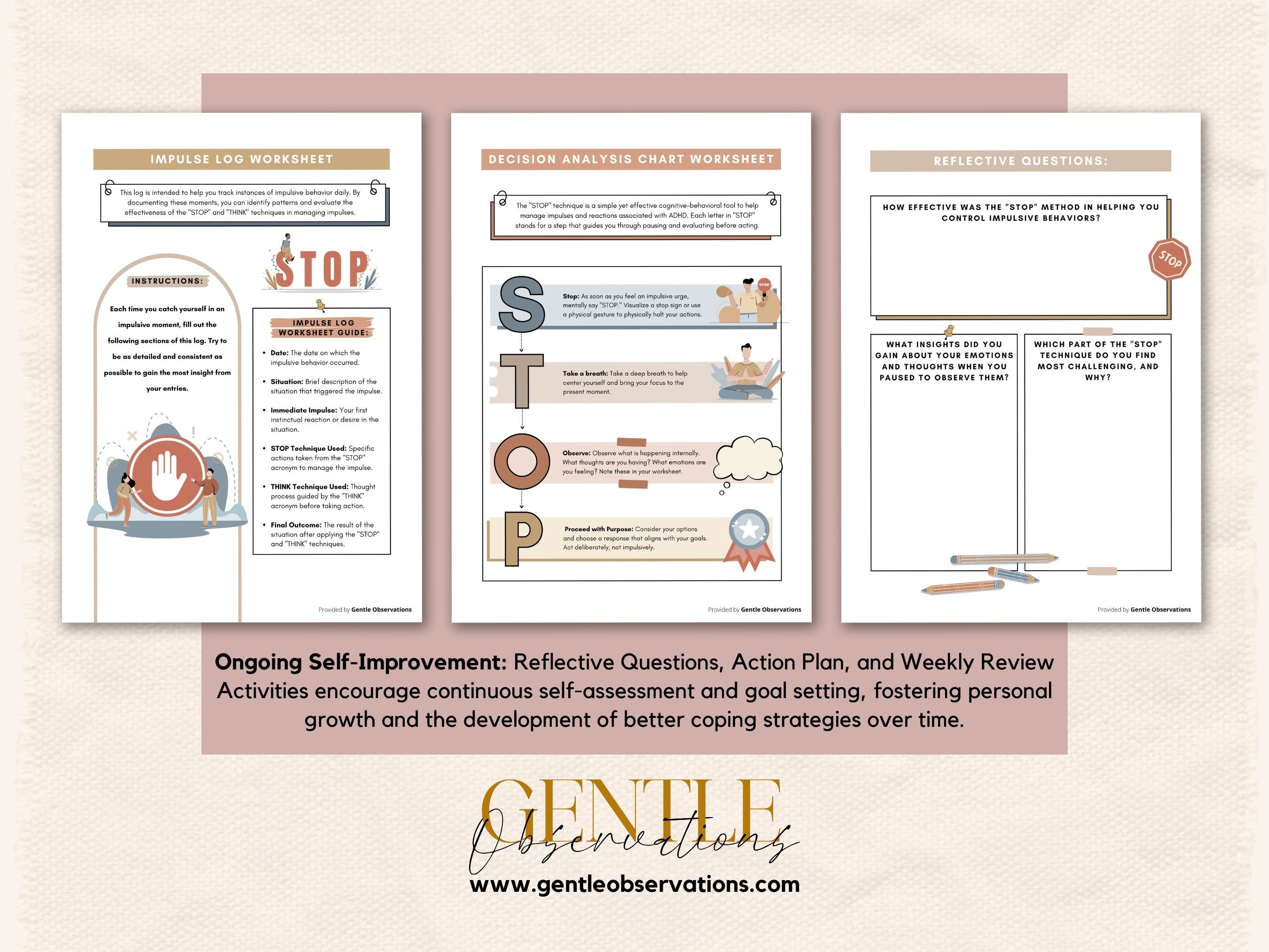 Impulse Control Worksheets for ADHD Teens & Adults: Executive ...