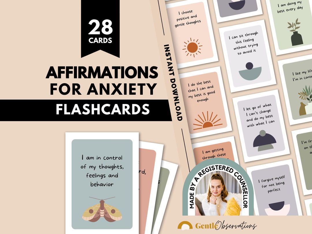 Anxiety Coping Statement Flashcards, School Counselor, Anxiety Relief ...