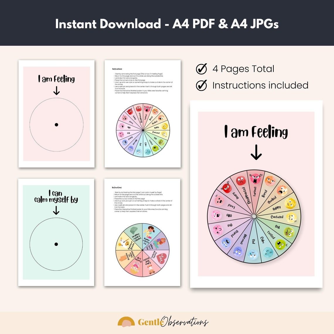 Feelings Wheel Coping Skills for Calming Corners and Therapy - Etsy UK