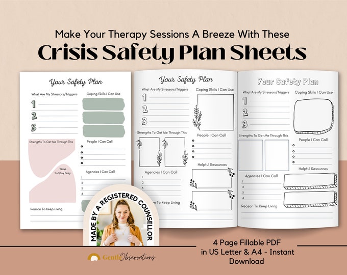 Safety Plan Kids & Teens, Crisis Intervention, Therapy Tools, Therapist ...