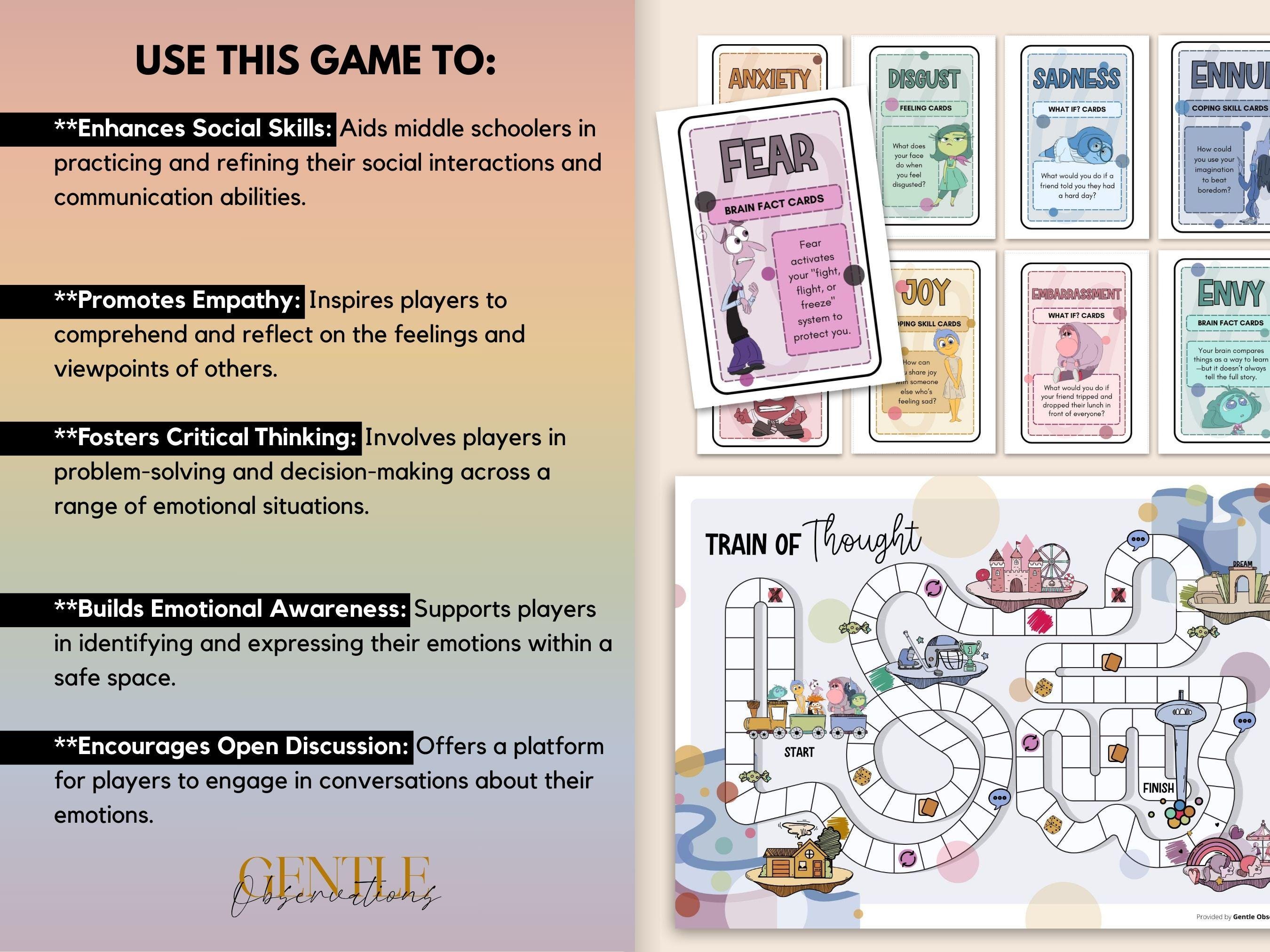 Inside Out 2 Therapy Coping Skill Board Game, Emotional Regulation ...