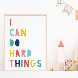 Kid Affirmations Print, I Can Do Hard Things Wall Art, Affirmations for ...