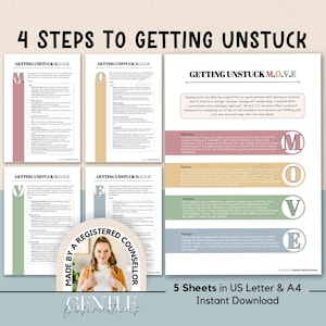 Step to Getting Unstuck Psychoeducational Worksheets and Coping Skills ...