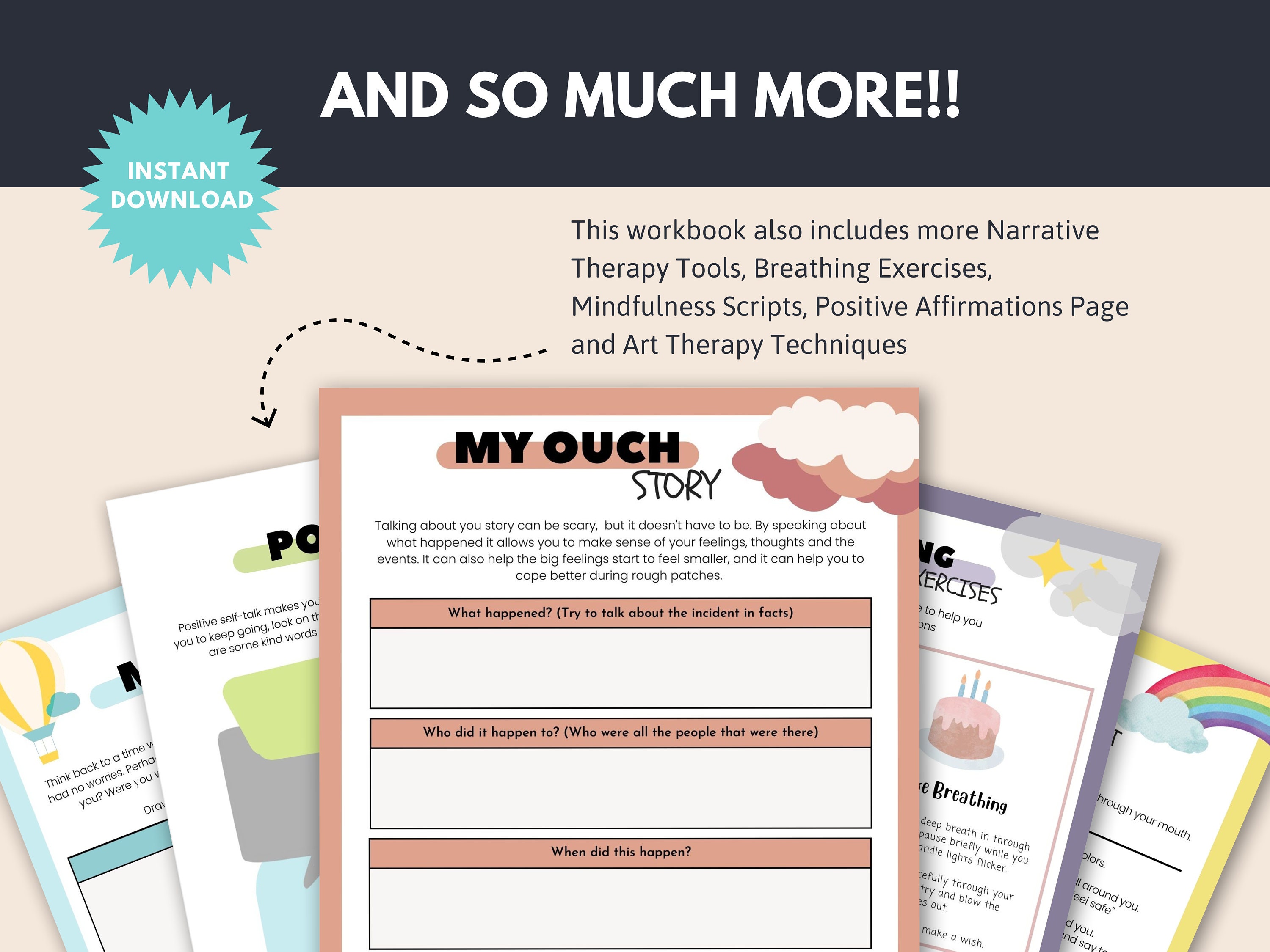 Trauma Therapy Worksheets for Kids PTSD Anxiety Relief - Etsy