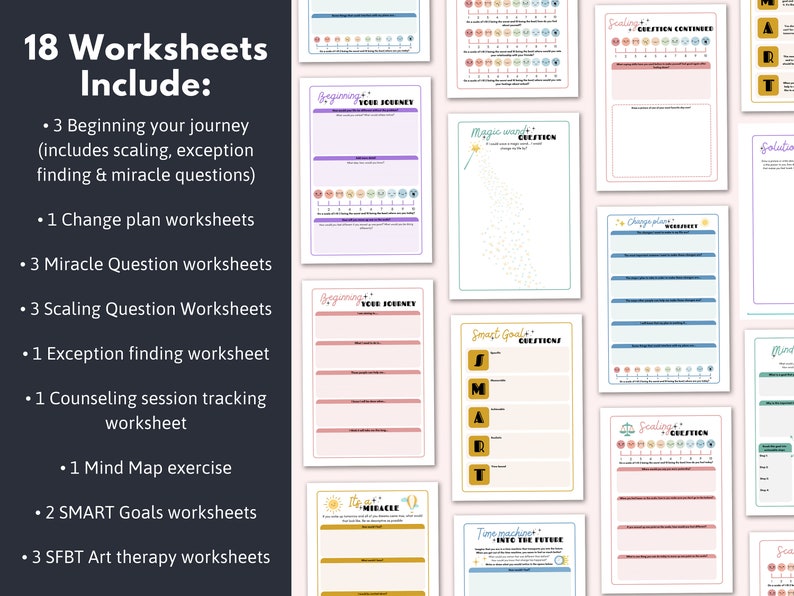 SFBT Worksheets Bundle for Kids Solution Focused Therapy - Etsy