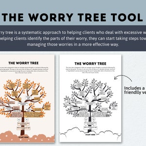 The Worry Tree Worksheets GAD Anxiety Relief Challenging - Etsy