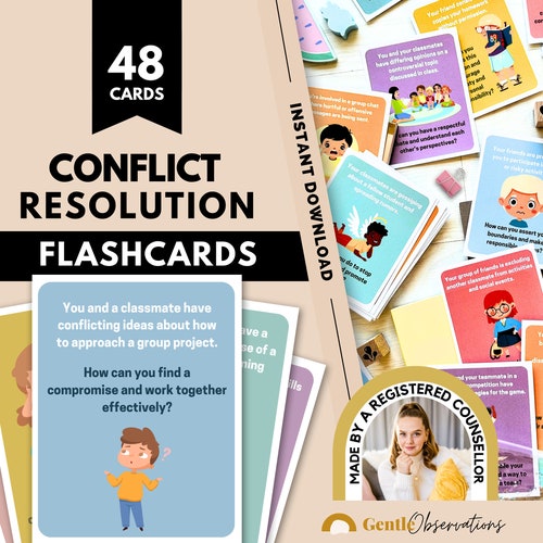 Conflict Resolution Flashcards for Kids Social Skills - Etsy Australia