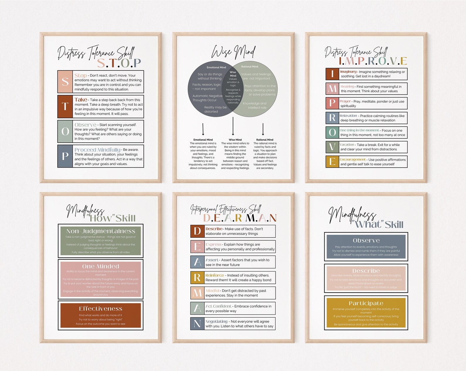 DBT Savings Bundle, DBT Skills, Therapy Office Decor, Wise Mind ...